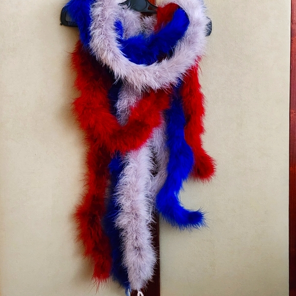 Accessories | Red Grey Blue Marabou Boa Set Of 3 | Poshmark